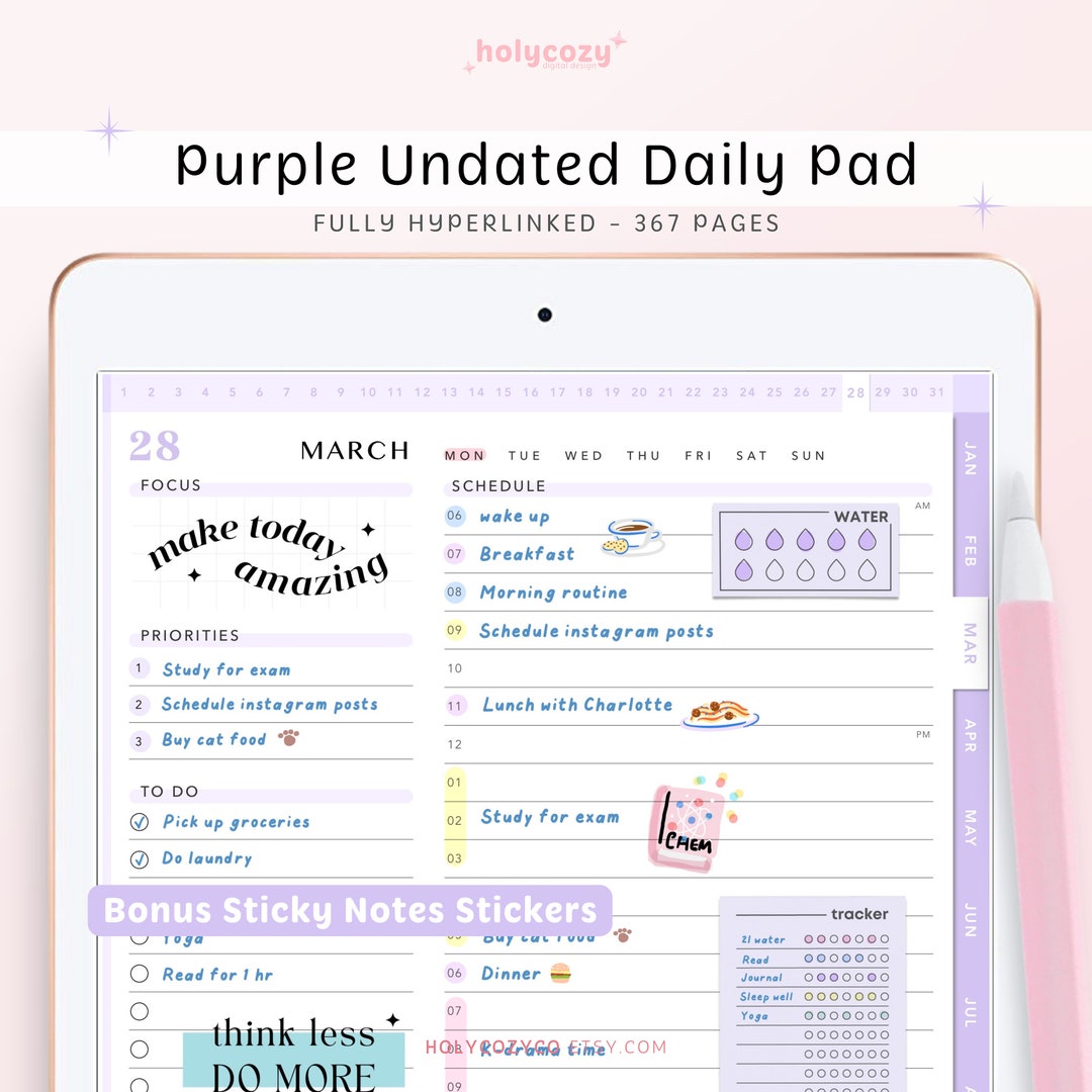 Digital Planner Daily Pad, Hourly Schedule for Goodnotes Notability ...