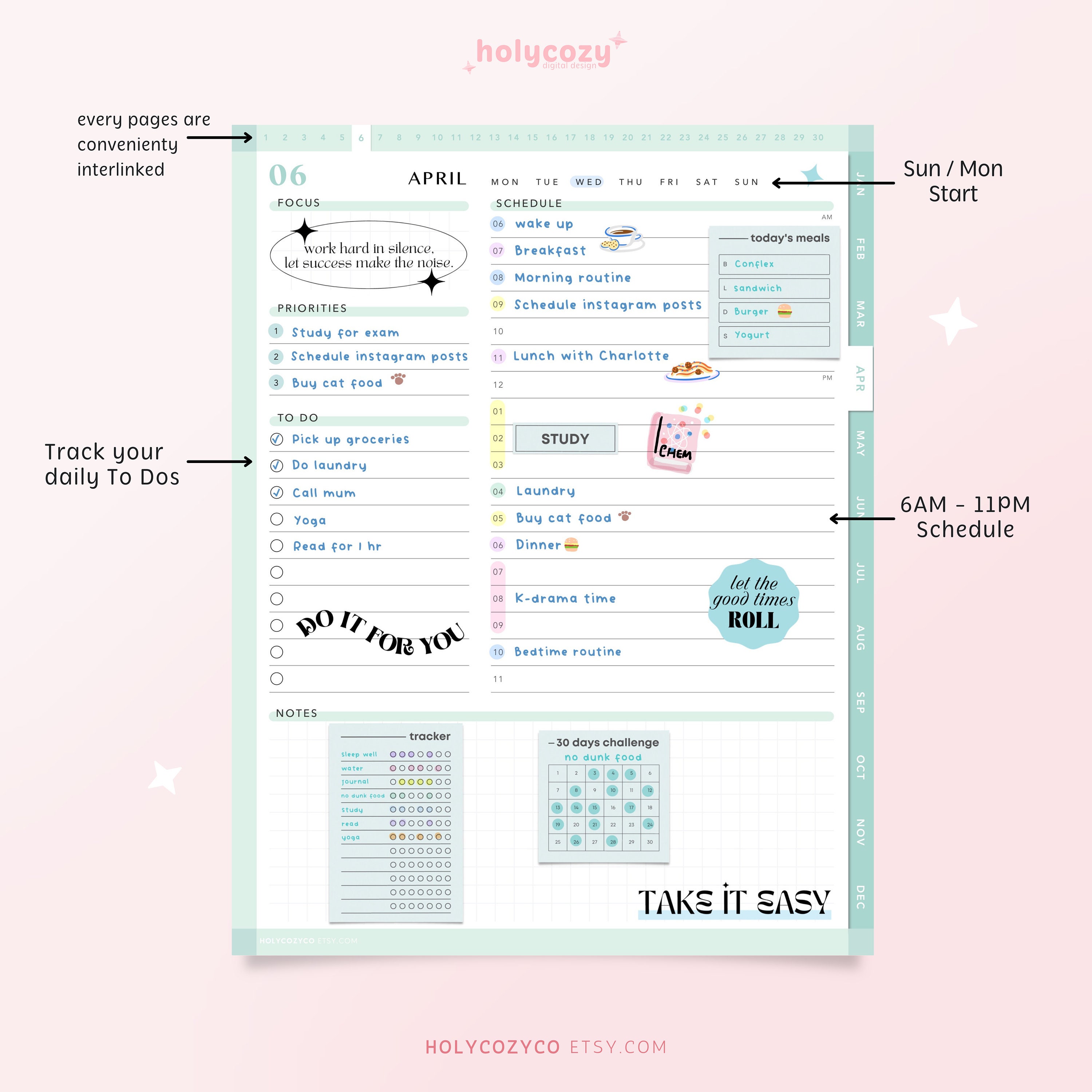 Digital Planner Daily Pad Hourly Schedule for Goodnotes - Etsy