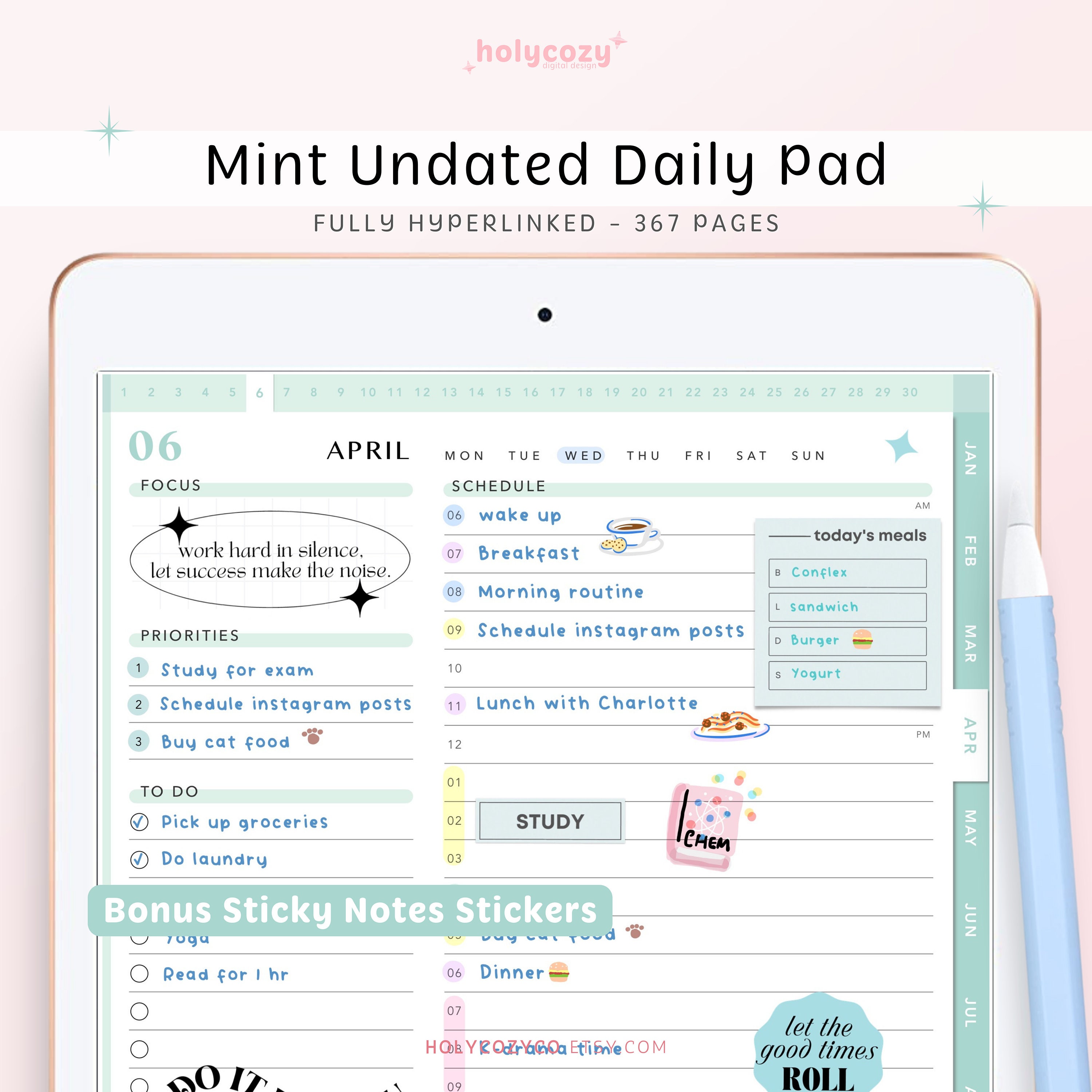 Digital Planner Daily Pad Hourly Schedule for Goodnotes - Etsy