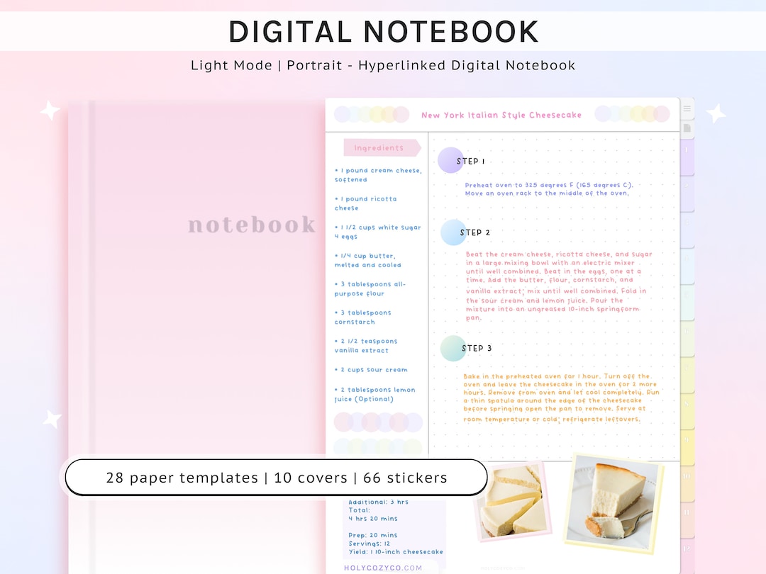 Digital Notebook With 12 Tabs 10 Notebook Cover Free Digital Sticker ...