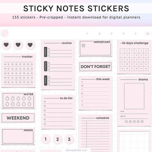 Pink Sticky Notes Digital Sticker Book for Goodnotes Planner - Etsy