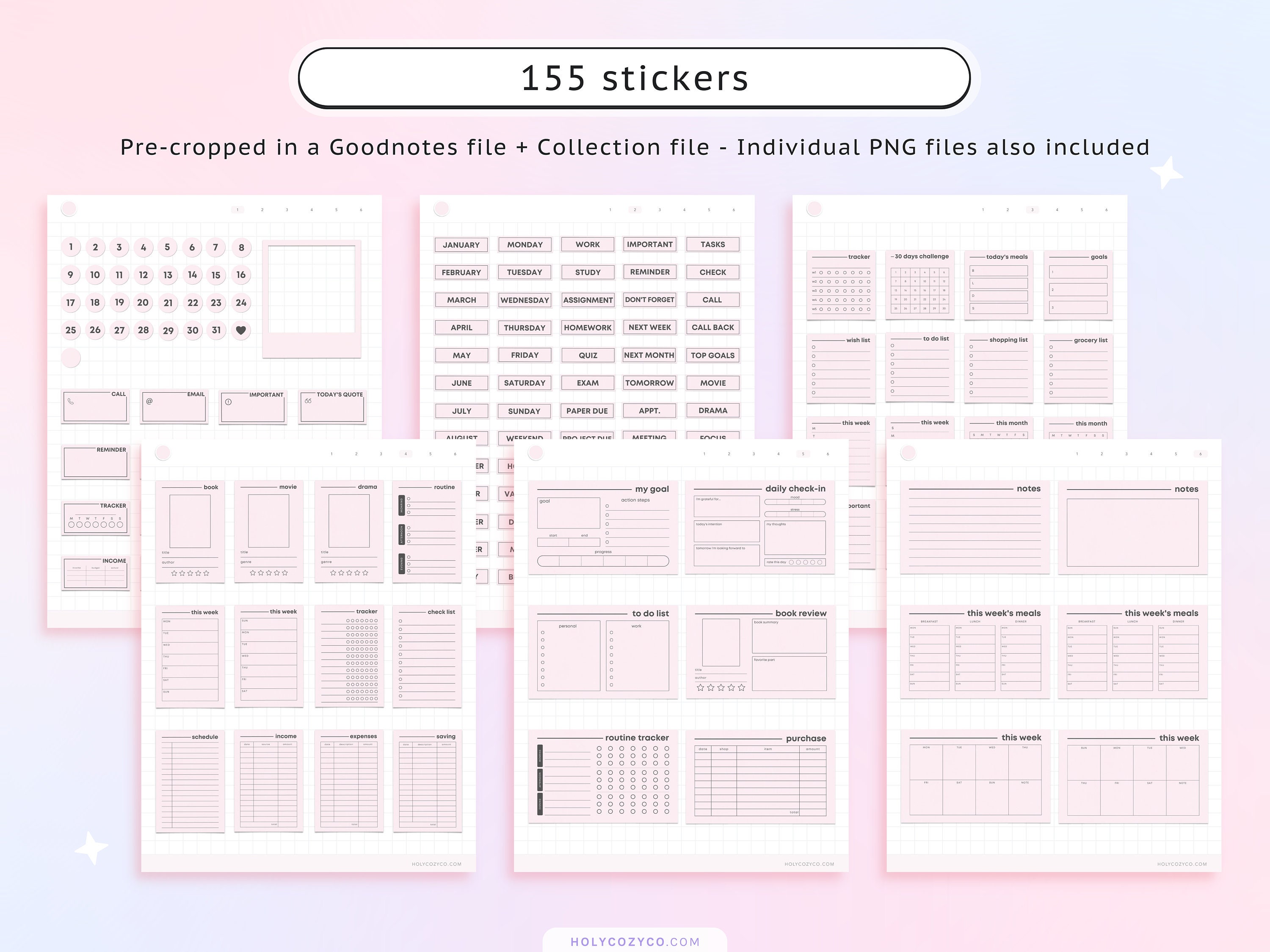 Pink Sticky Notes Digital Sticker Book for Goodnotes Planner - Etsy