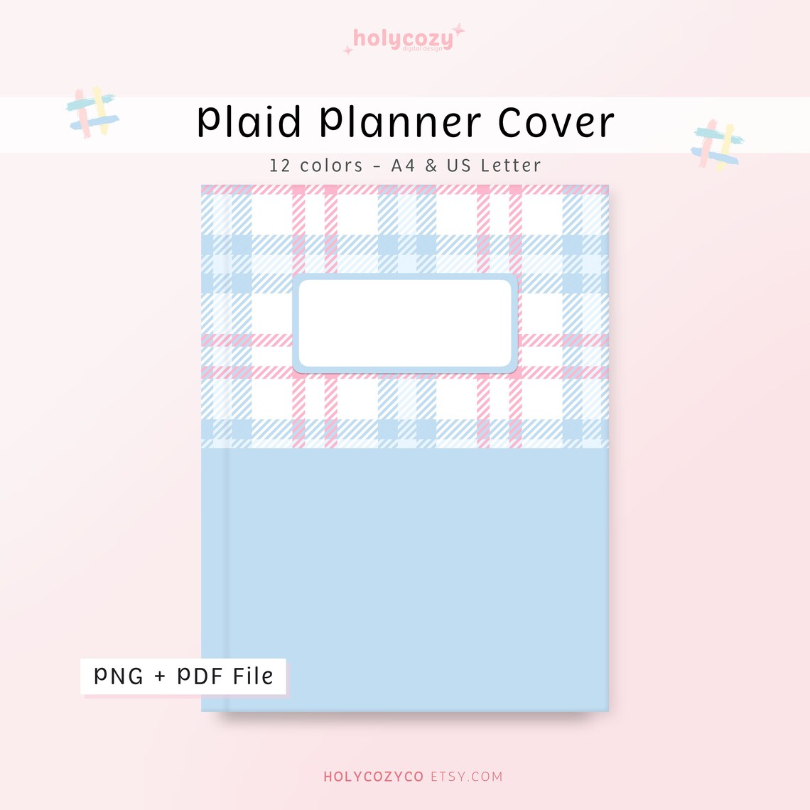 Pastel Plaid Digital Planner Cover: A4 & US Letter (PNG, PDF) - Etsy