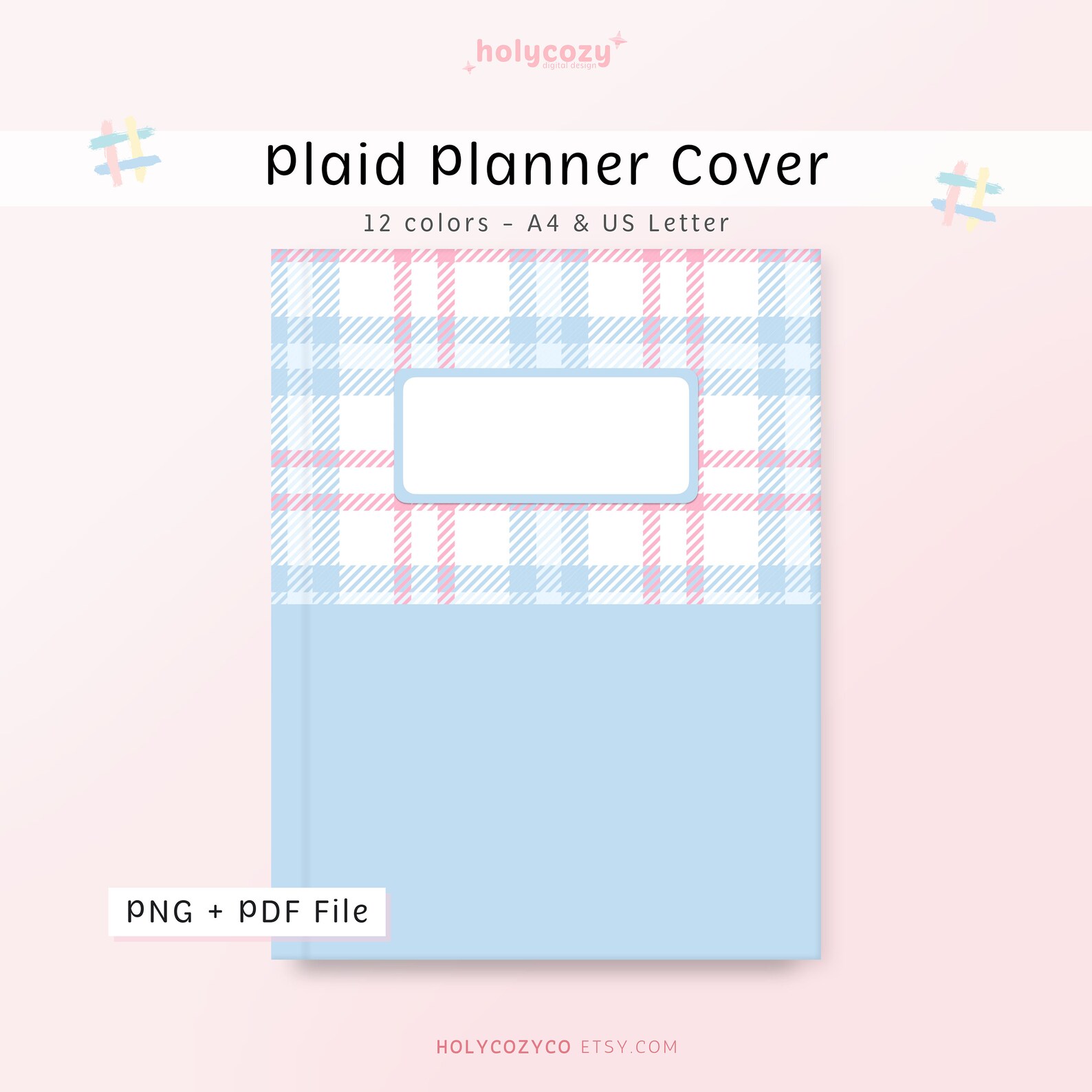 Pastel Plaid Digital Planner Cover: A4 & US Letter (PNG, PDF) - Etsy