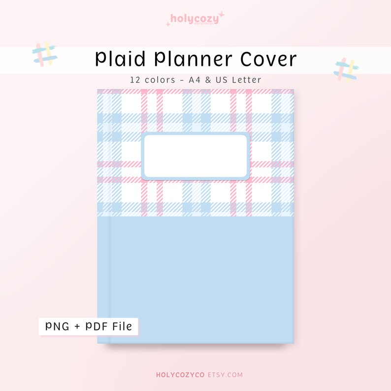 Pastel Plaid Digital Planner Cover: A4 & US Letter (PNG, PDF) - Etsy