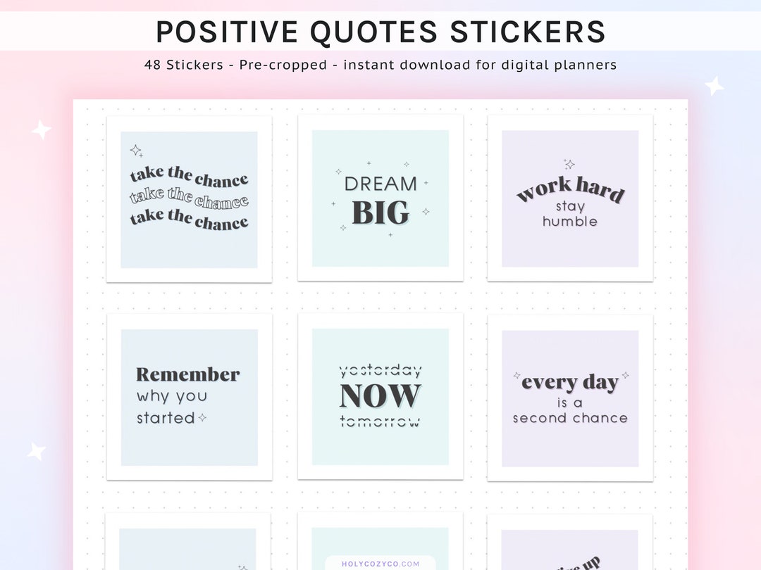 Positive Quotes Stickers for Goodnotes Planner and Journal , Pre ...