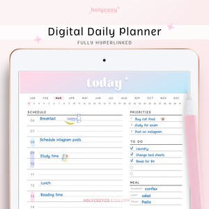 Digital Planner Daily Pad, Hourly Schedule, Goodnotes Template, Adhd ...