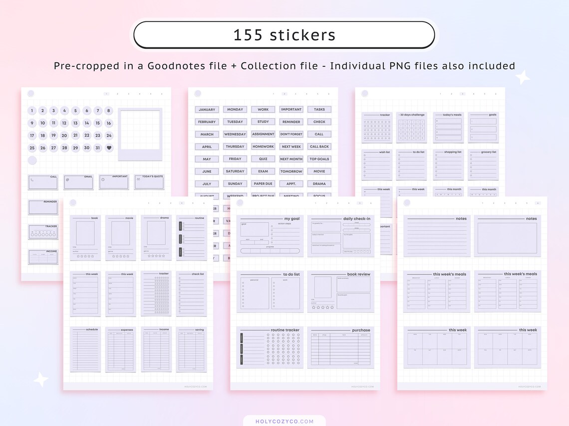 Purple Sticky Notes Digital Sticker Book for Goodnotes Planner - Etsy