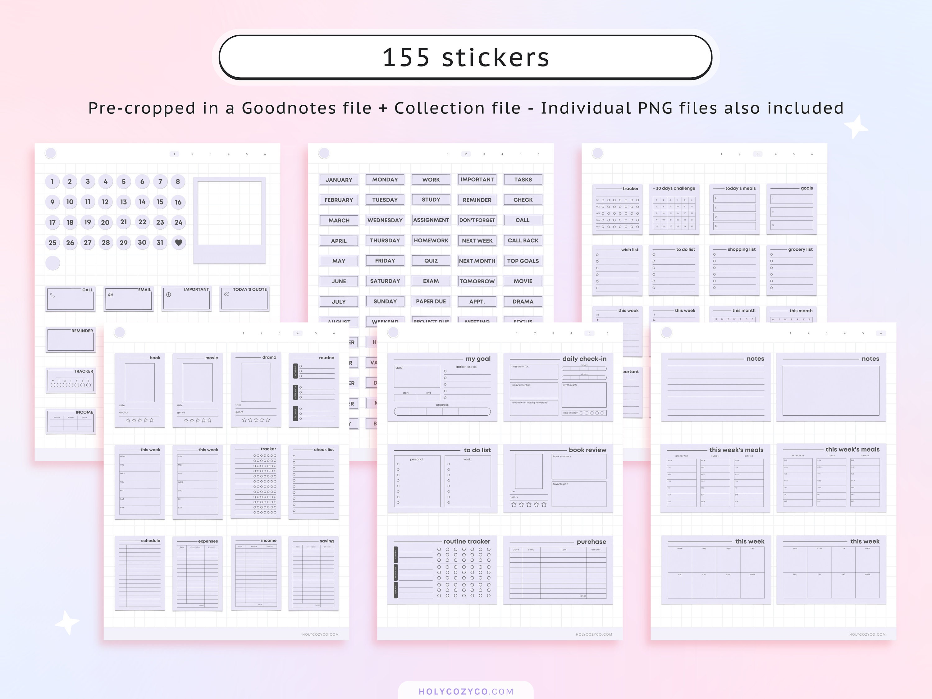 Purple Sticky Notes Digital Sticker Book for Goodnotes Planner - Etsy