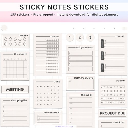 Purple Sticky Notes Digital Sticker Book for Goodnotes Planner - Etsy