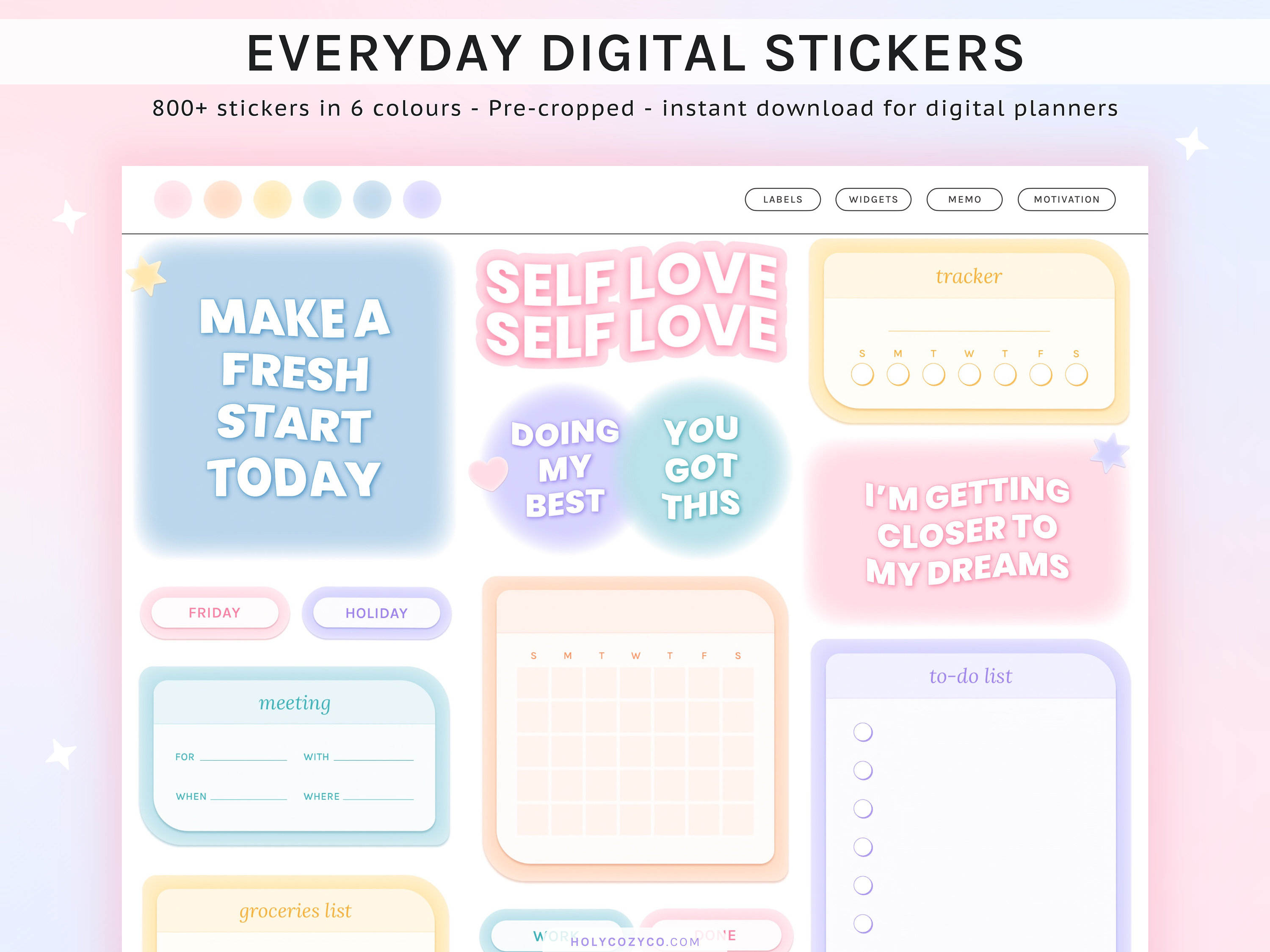 Digital Planner Sticker Book for Goodnotes Planner Widgets, Pre-cropped ...