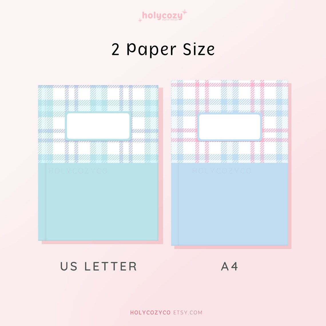 Pastel Plaid Digital Planner Cover: A4 & US Letter (PNG, PDF) - Etsy