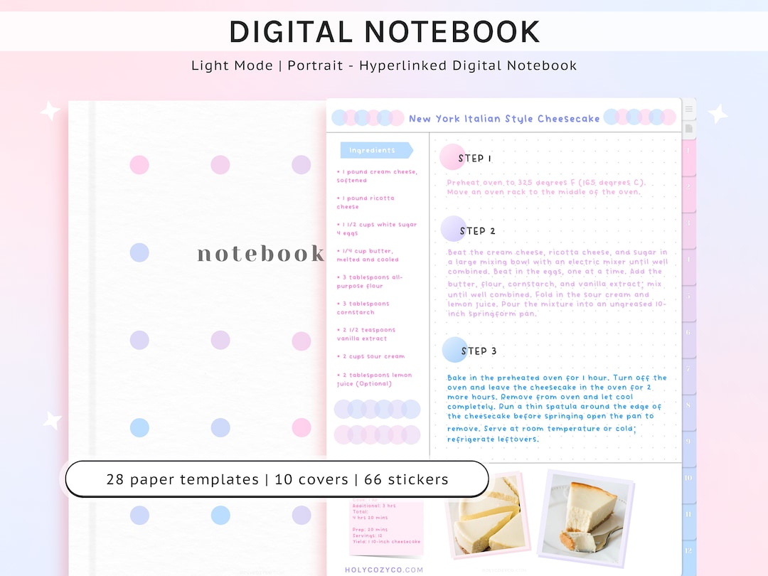 Digital Notebook With 12 Tabs + 10 Notebook Cover + Free Digital ...
