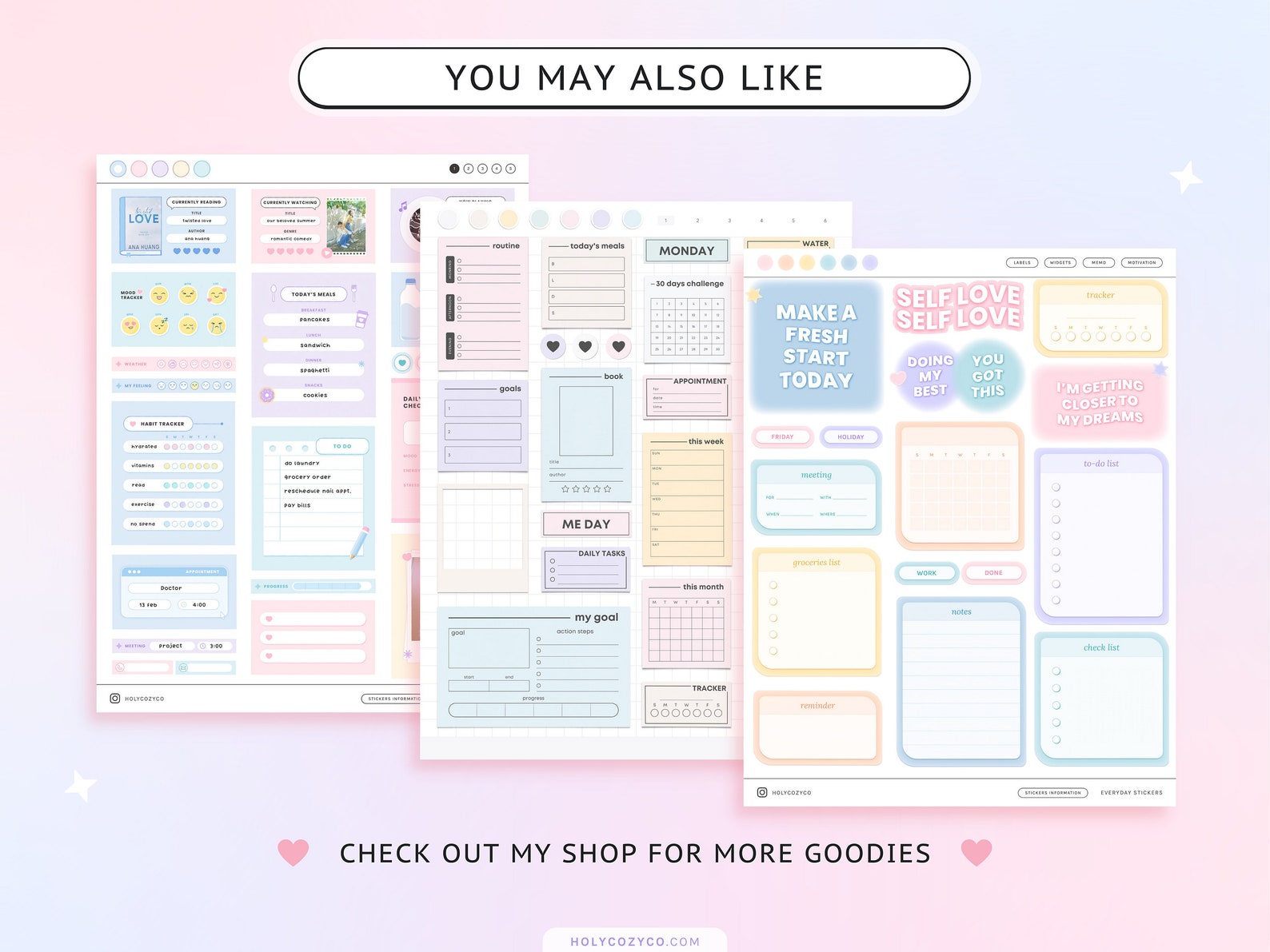 Pastel Rainbow Digital Planner Stickers: Goodnotes Widgets (800+ Pngs ...