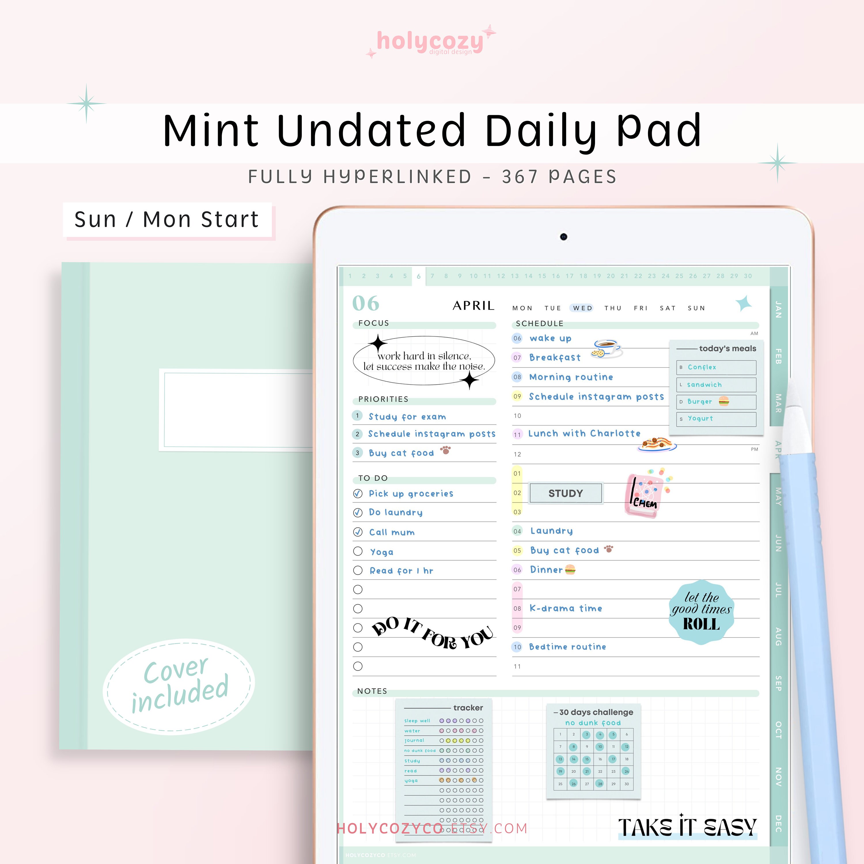 Digital Planner Daily Pad Hourly Schedule for Goodnotes - Etsy