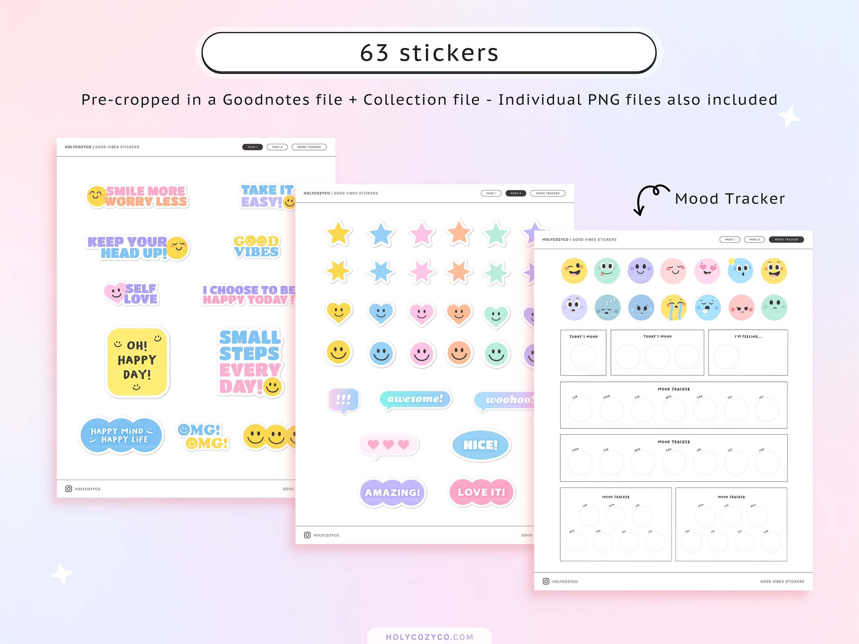 Good Vibes Stickers & Mood Tracker Digital Stickers - Etsy