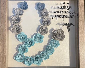 Nurse Shadow Box Rolled Flowers Stethoscope - Etsy