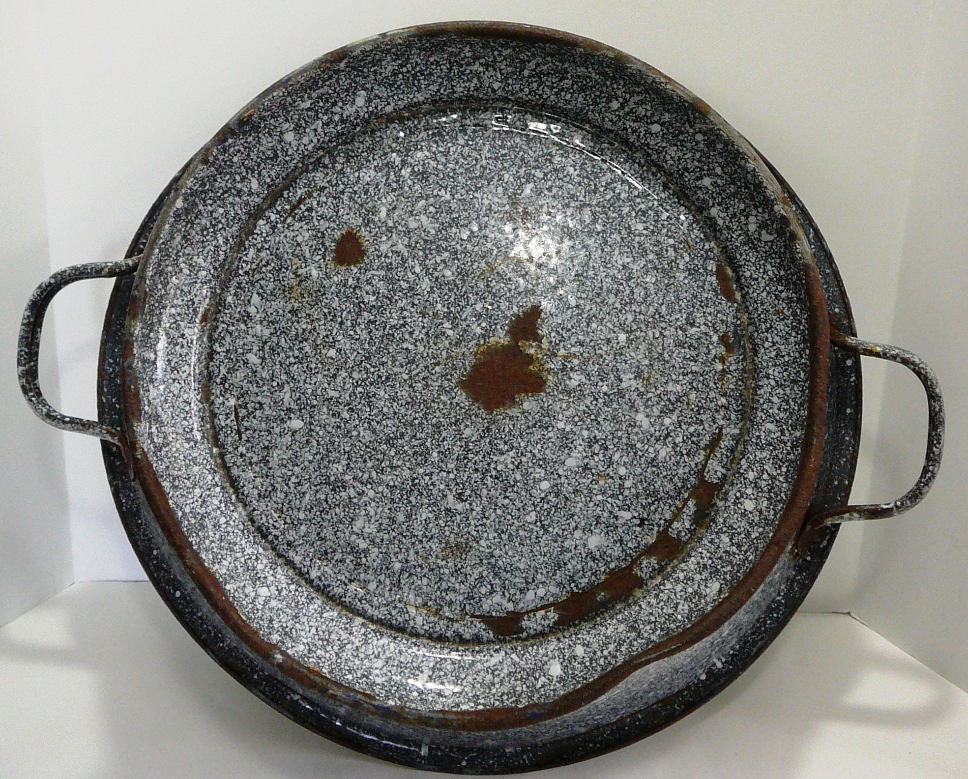 Vintage Gray Graniteware Spatter Ware Enamel Ware 16 Large Wash Basin ...