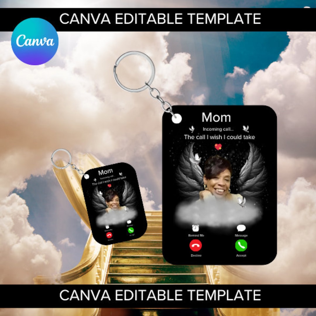 Phone Call Memorial Sublimation Keychain | Editable Canva Template the ...