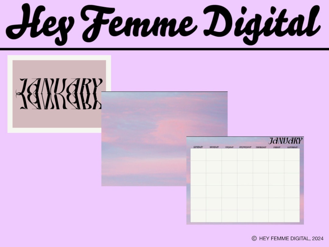 Calming Aesthetic Undated Monthly Sunday Start Calendar With Title and ...