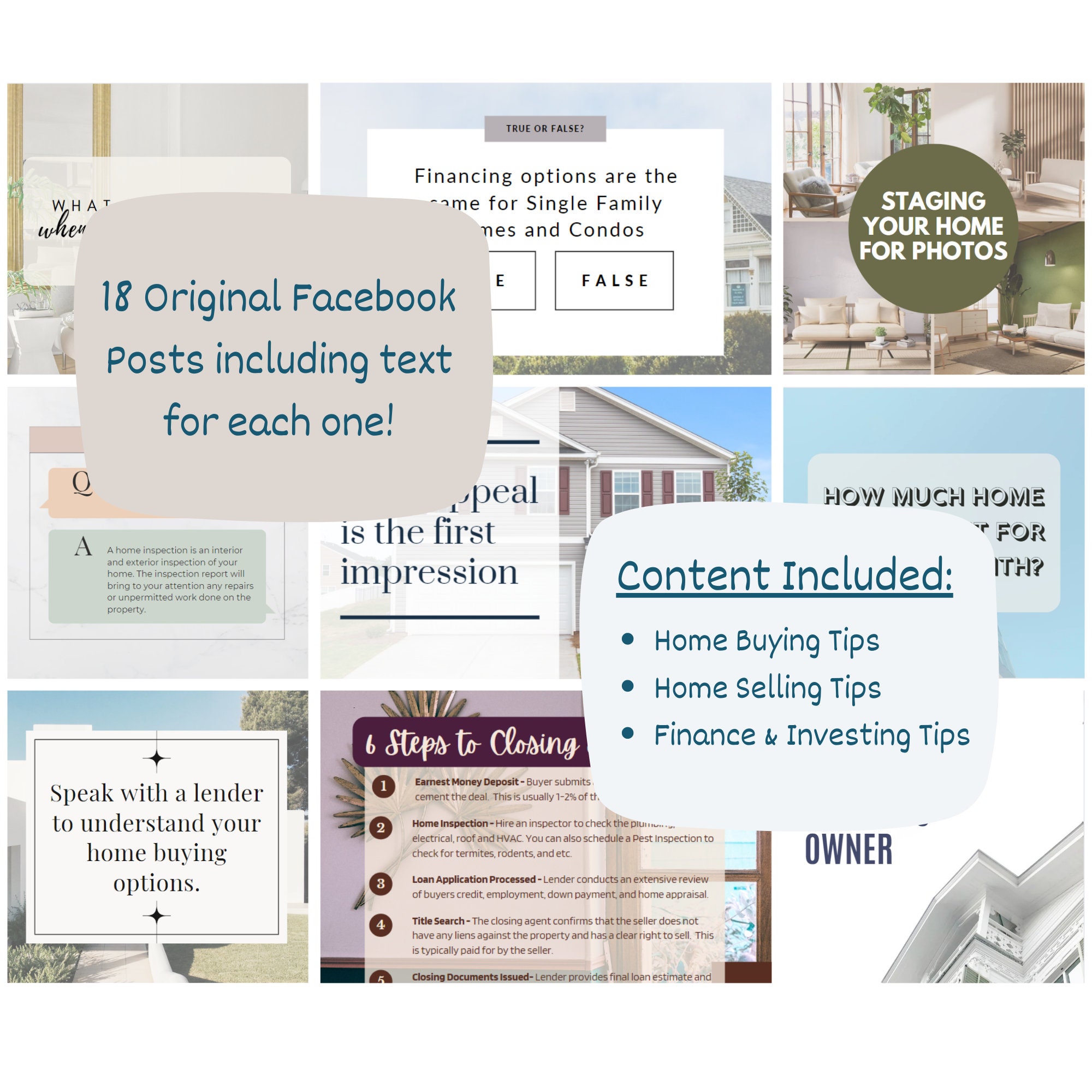 Real Estate Facebook Post Bundle, Investing, Home Buying, Selling ...