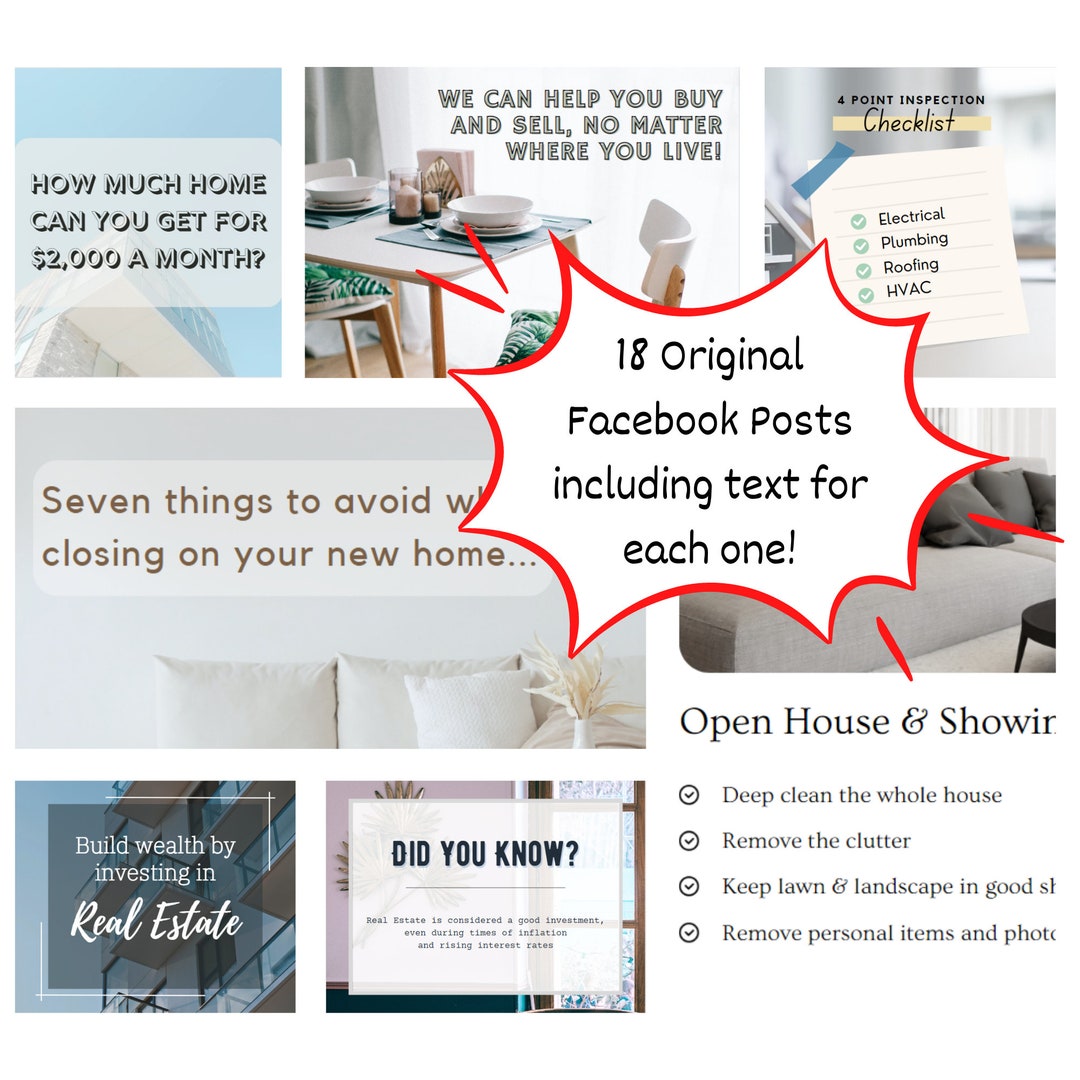 Real Estate Facebook Post Bundle, Investing, Home Buying, Selling ...
