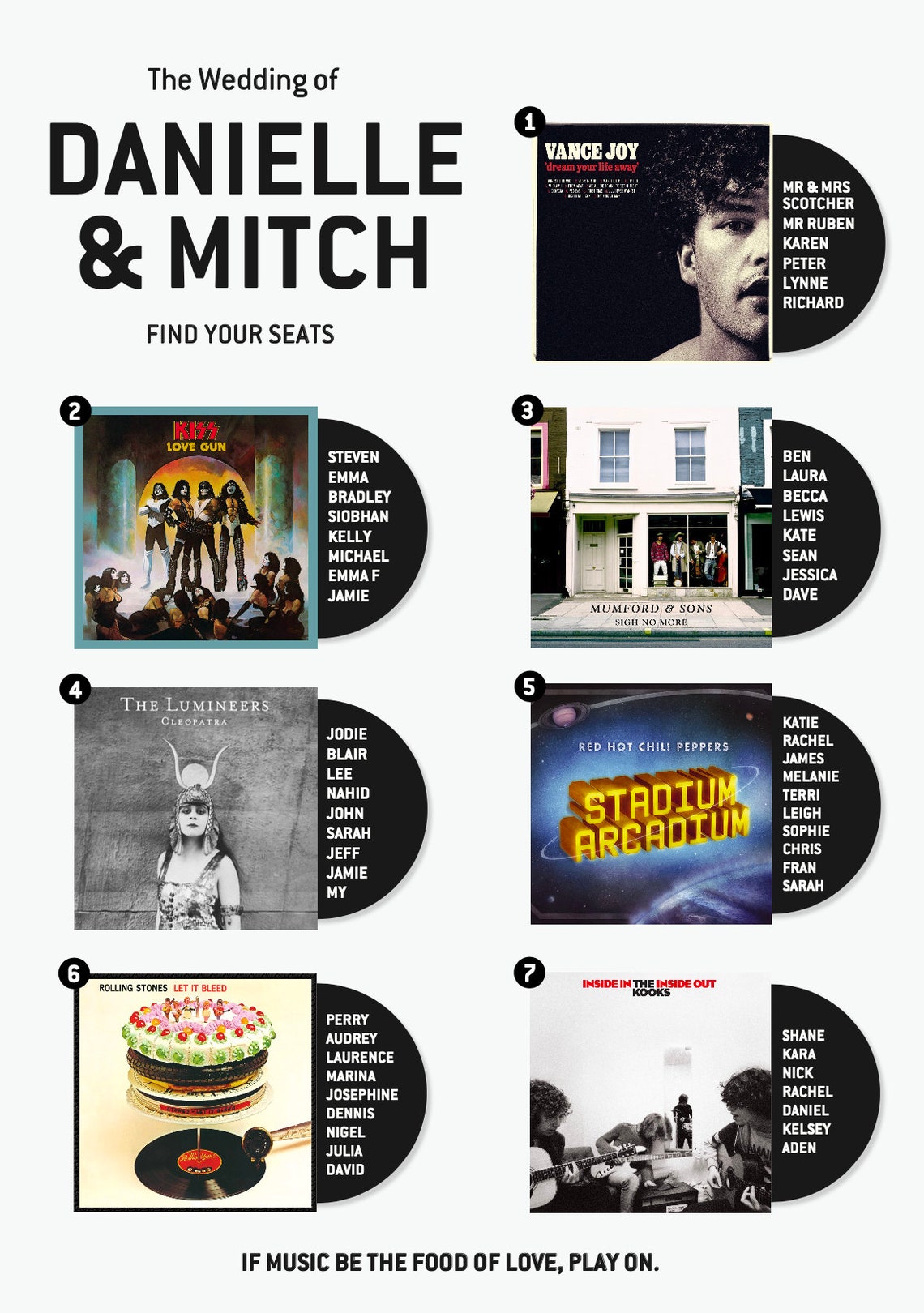 Wedding Music Themed Table Plan digital Item - Etsy