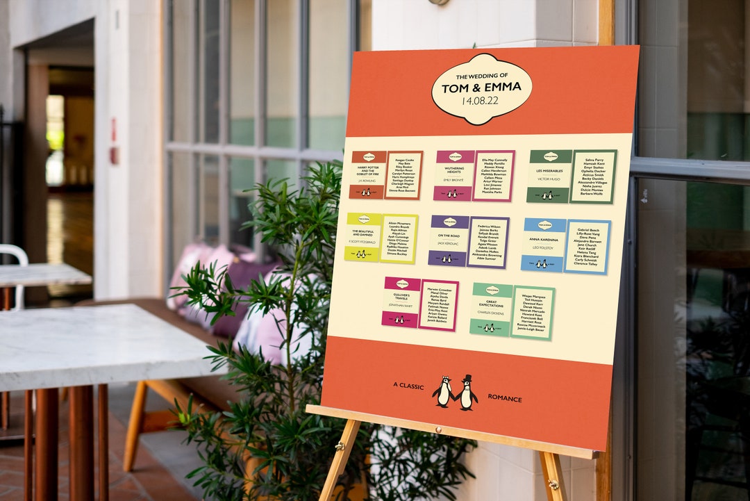 Wedding Penguin Book Themed Table Plan (printed) - Etsy