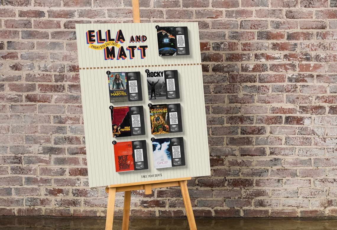 Wedding Movie Themed VHS Table Plan - Etsy