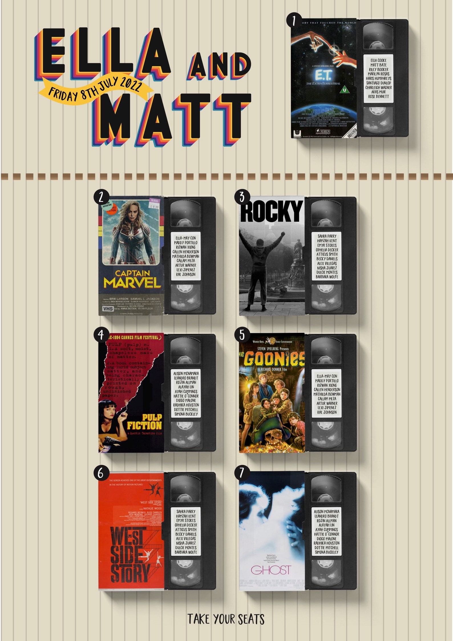 Wedding Movie Themed VHS Table Plan - Etsy