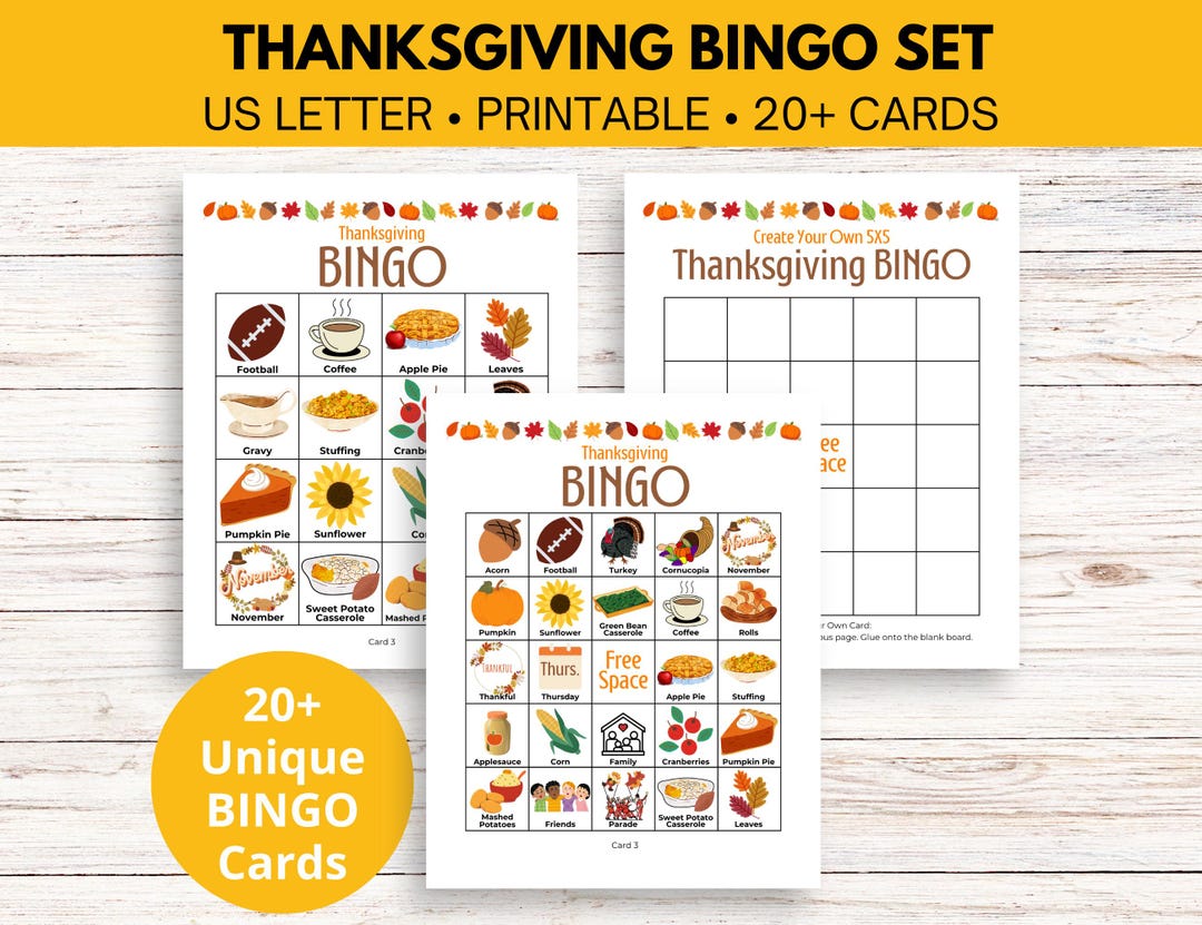 Printable Thanksgiving BINGO Set - Etsy