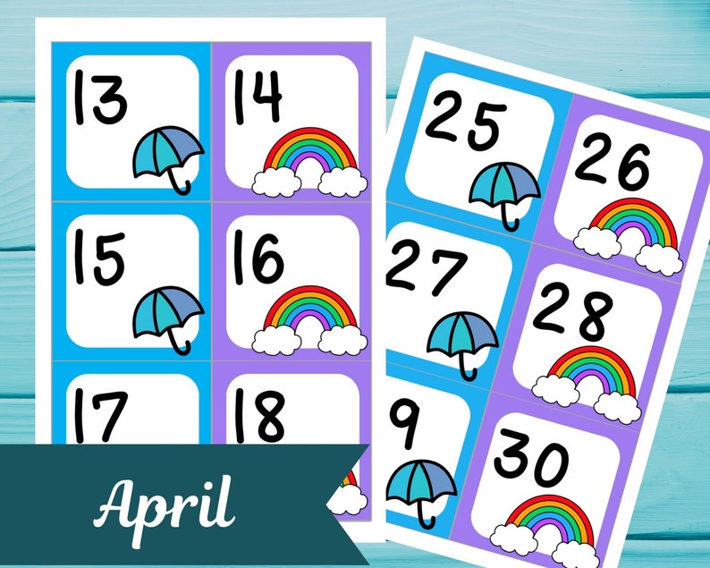 3 Month BUNDLE Calendar Numbers in AB Pattern february, March, April - Etsy