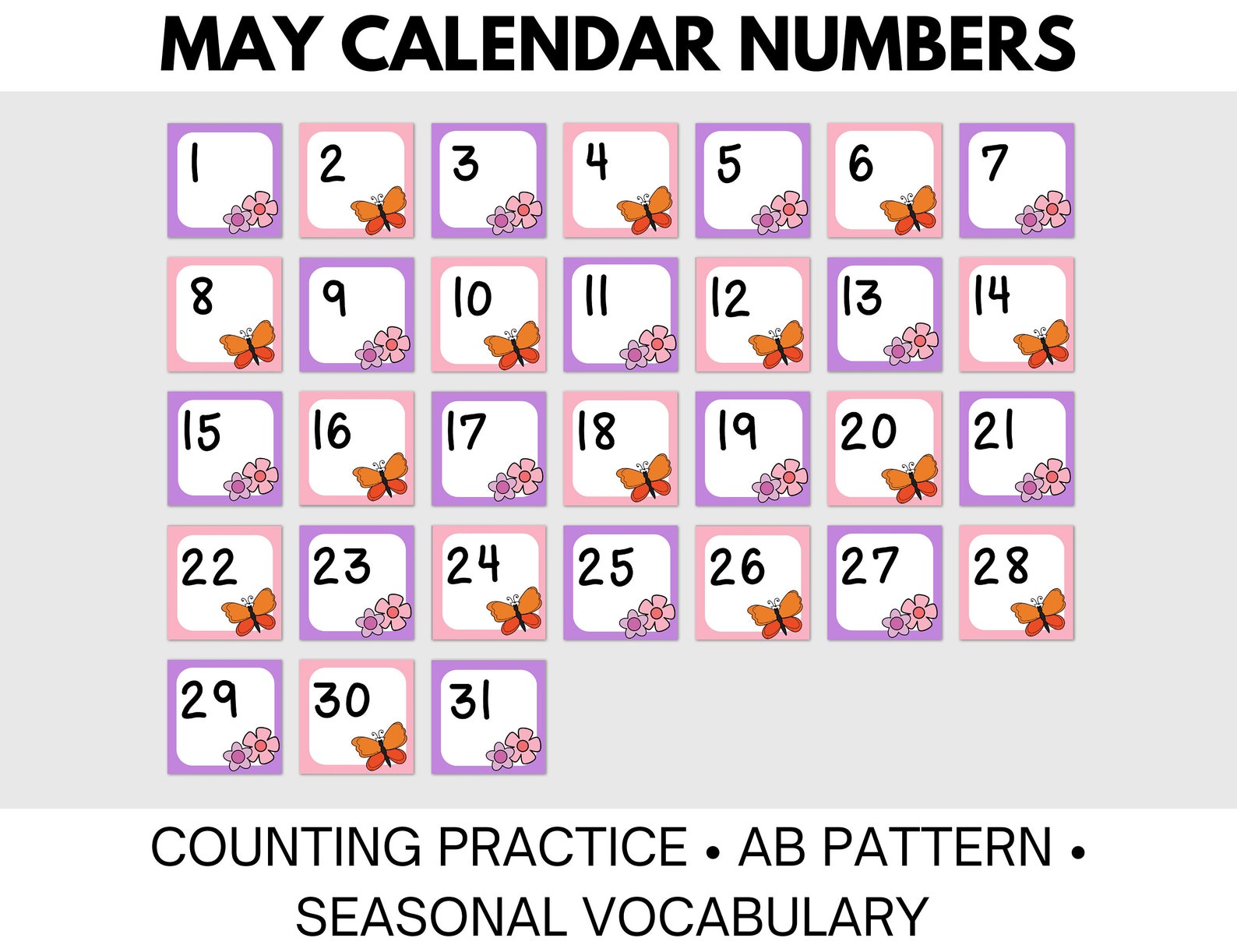 May Calendar Numbers in AB Pattern - Etsy