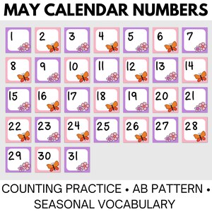 May Calendar Numbers in AB Pattern - Etsy