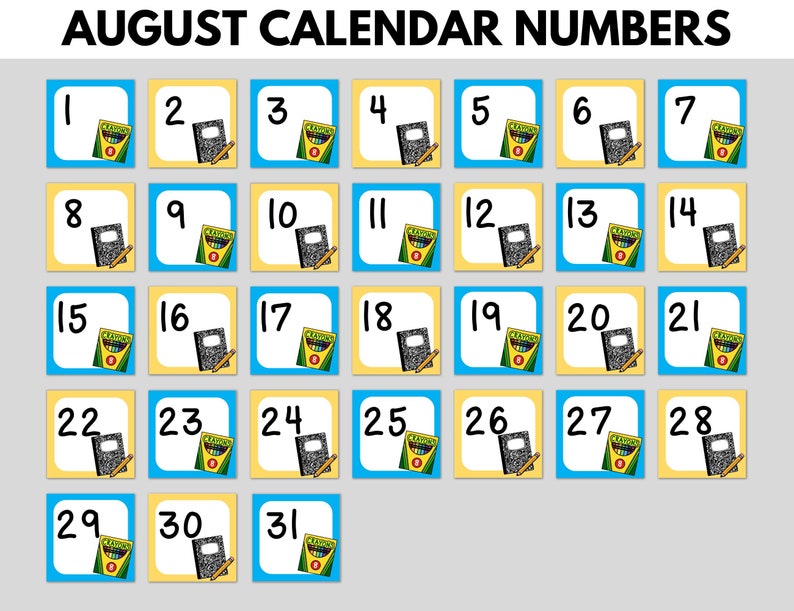 3 Month Printable Calendar Numbers BUNDLE in AB Pattern (august ...