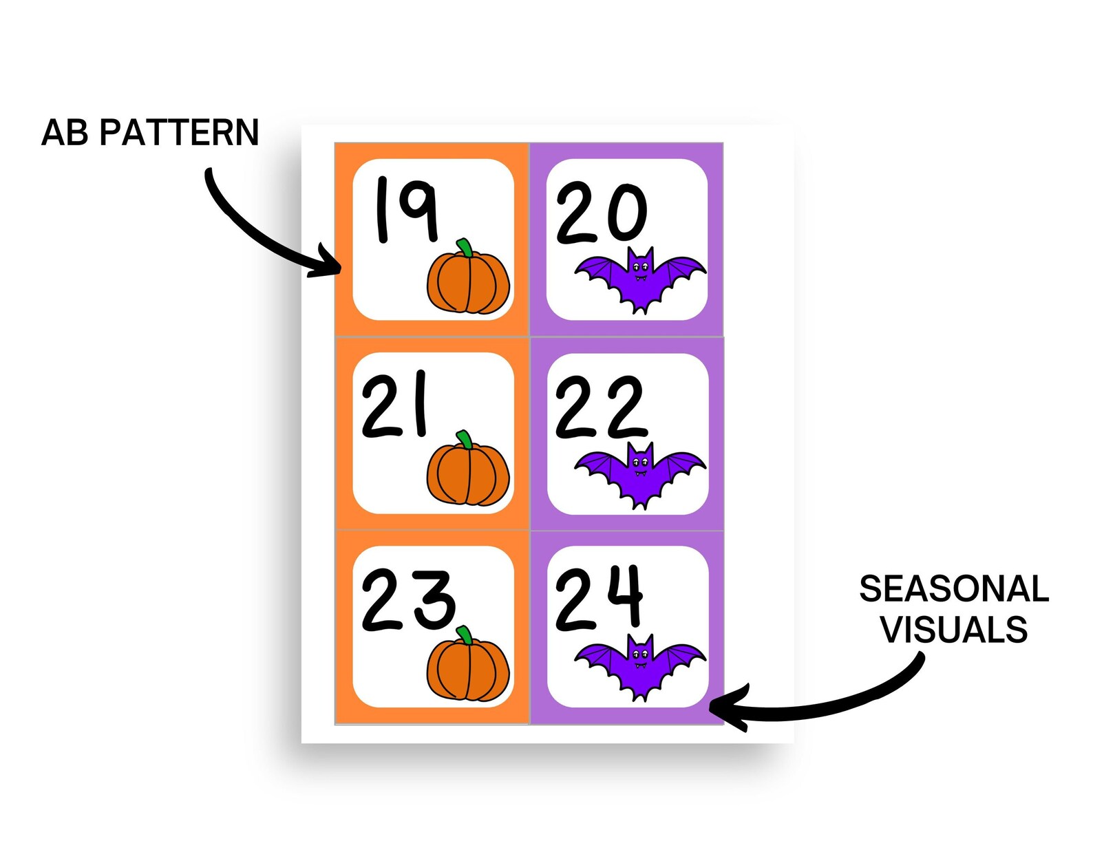 3 Month Printable Calendar Numbers BUNDLE in AB Pattern (august ...