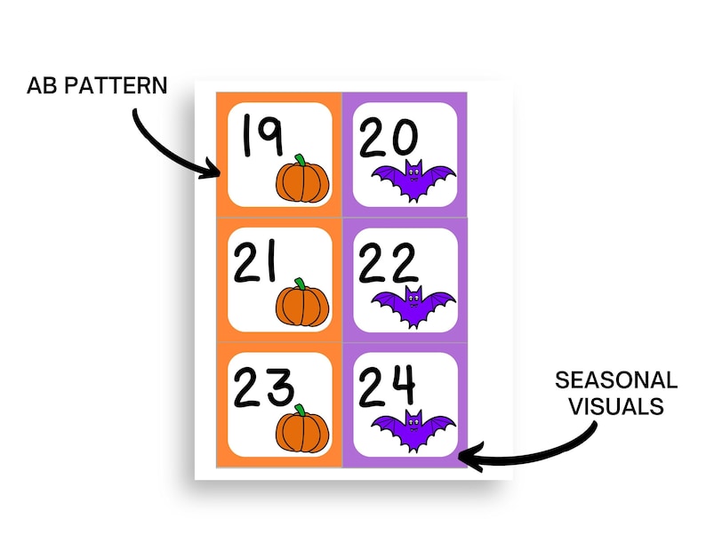 3 Month Printable Calendar Numbers BUNDLE in AB Pattern (august ...