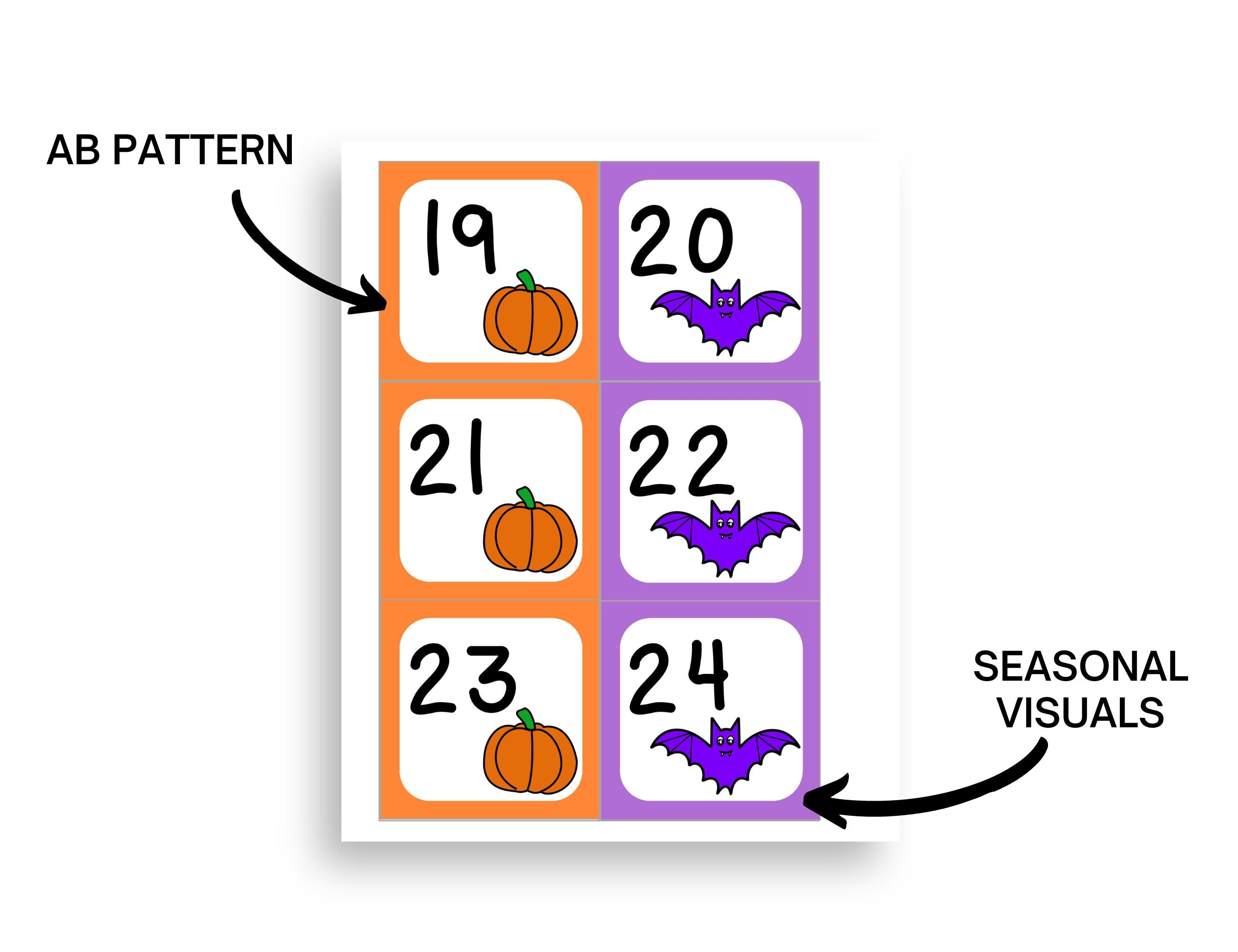 3 Month Printable Calendar Numbers BUNDLE in AB Pattern (august ...