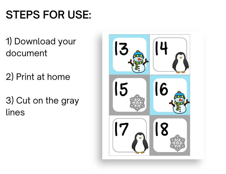 January Calendar Numbers in ABC Pattern - Etsy