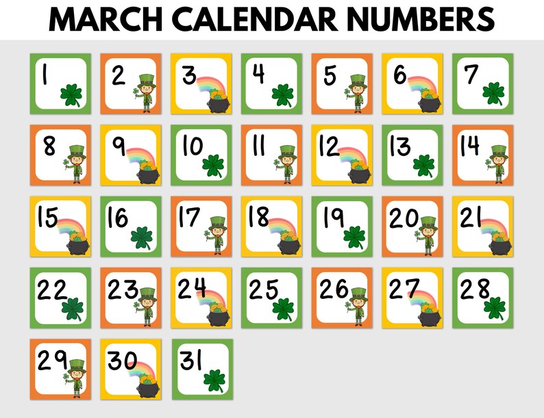 3 Month Printable Calendar Numbers BUNDLE in ABC Pattern (february ...