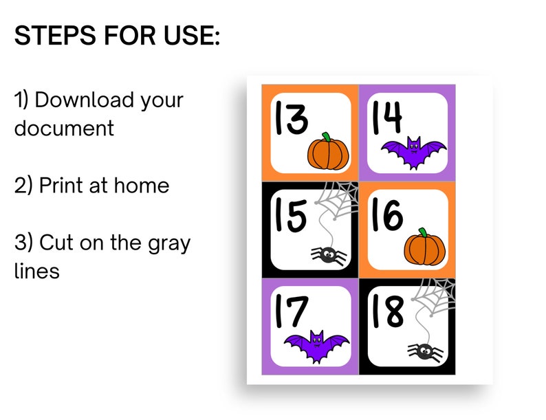 October Calendar Numbers in ABC Pattern - Etsy