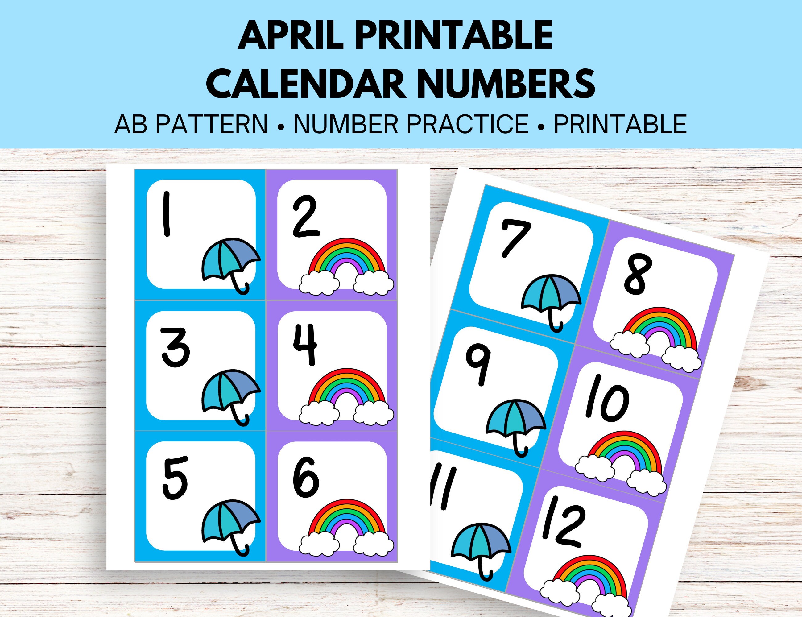 April Calendar Numbers in AB Pattern - Etsy