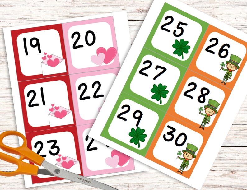 3 Month BUNDLE Calendar Numbers in AB Pattern (february, March, April ...