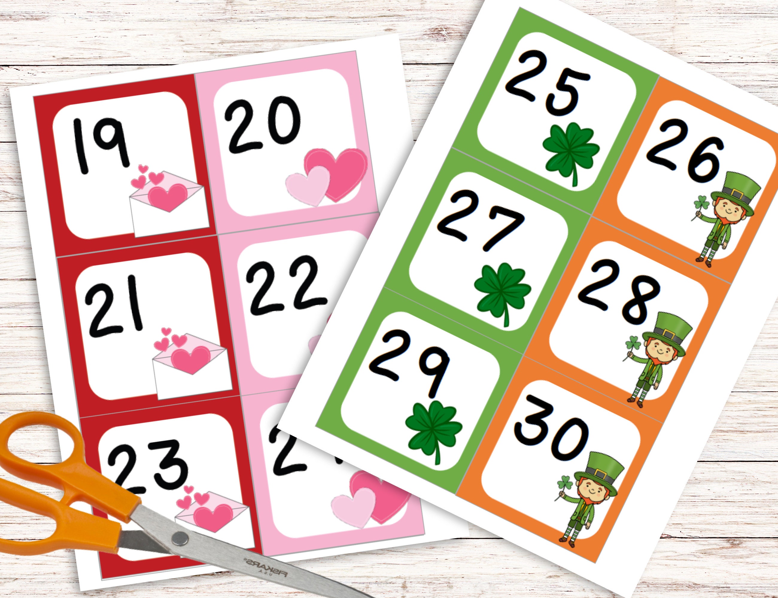 3 Month BUNDLE Calendar Numbers in AB Pattern (february, March, April ...