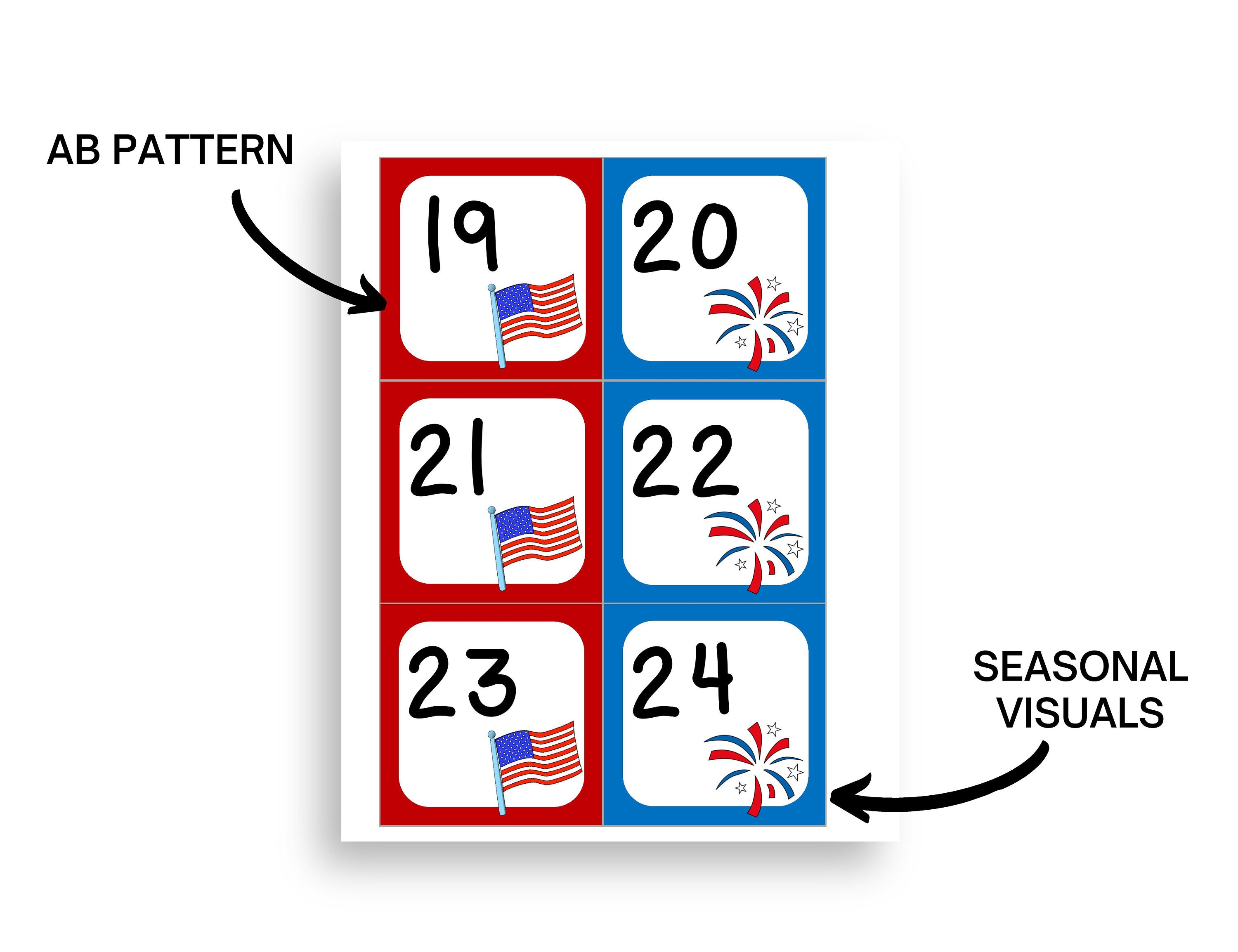 July Calendar Numbers in AB Pattern - Etsy