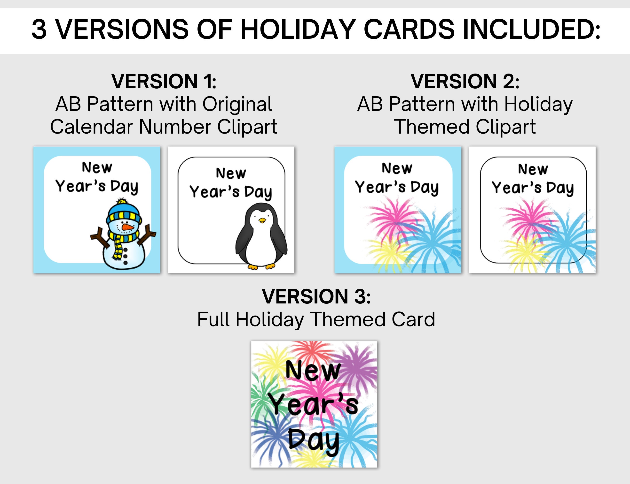 12 Month Calendar Numbers & Holidays BUNDLE Printable AB Pattern Full ...