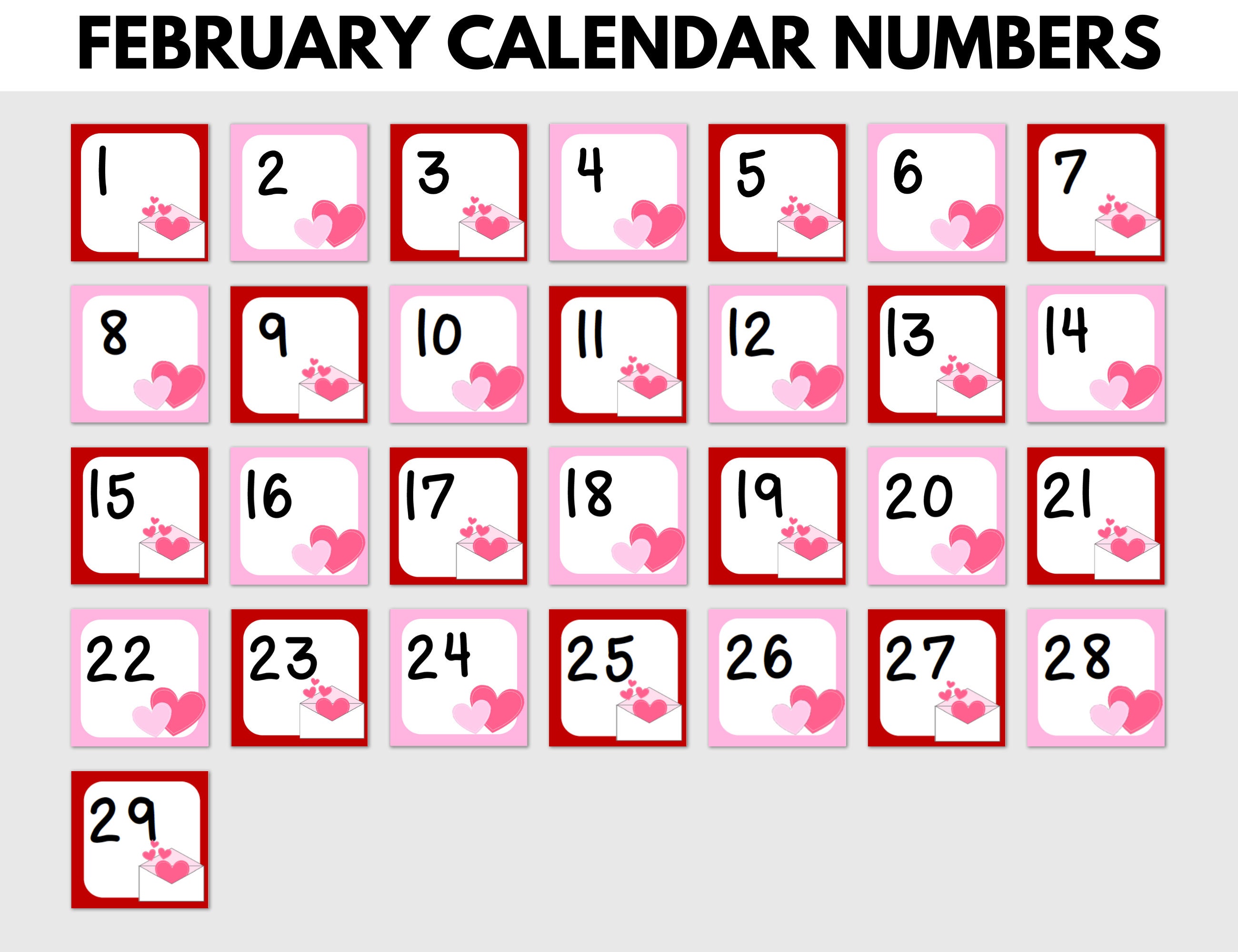 3 Month BUNDLE Calendar Numbers in AB Pattern (february, March, April ...
