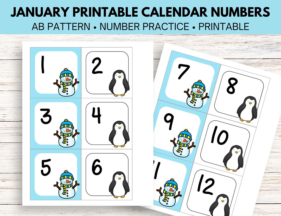 January Calendar Numbers in AB Pattern - Etsy