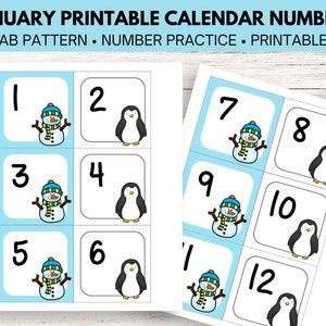 January Calendar Numbers in AB Pattern - Etsy