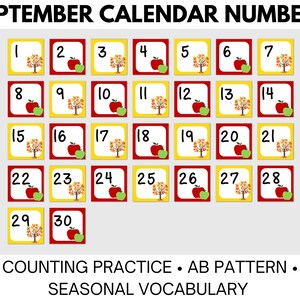September Calendar Numbers in AB Pattern - Etsy